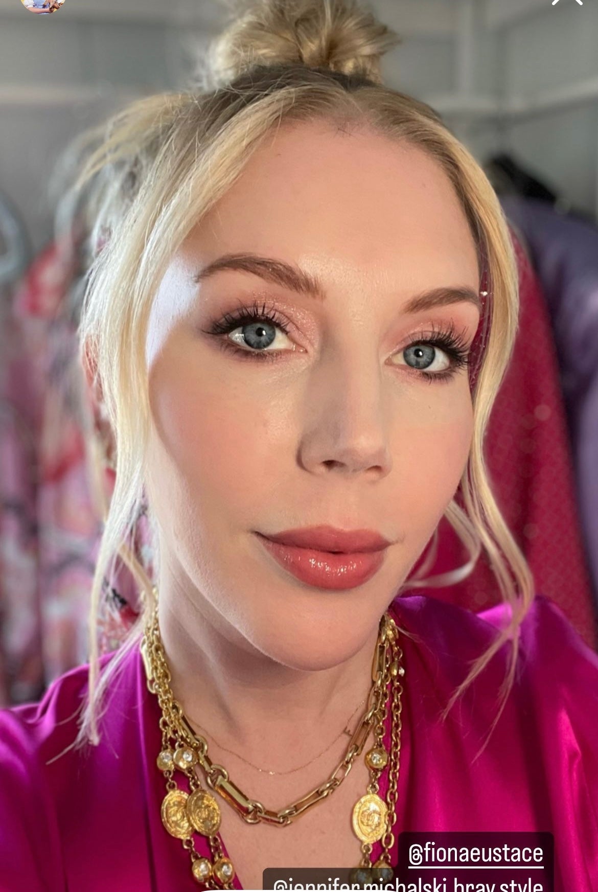 Katherine Ryan wears the silk and feather Kitty robe by Gilda & Pearl